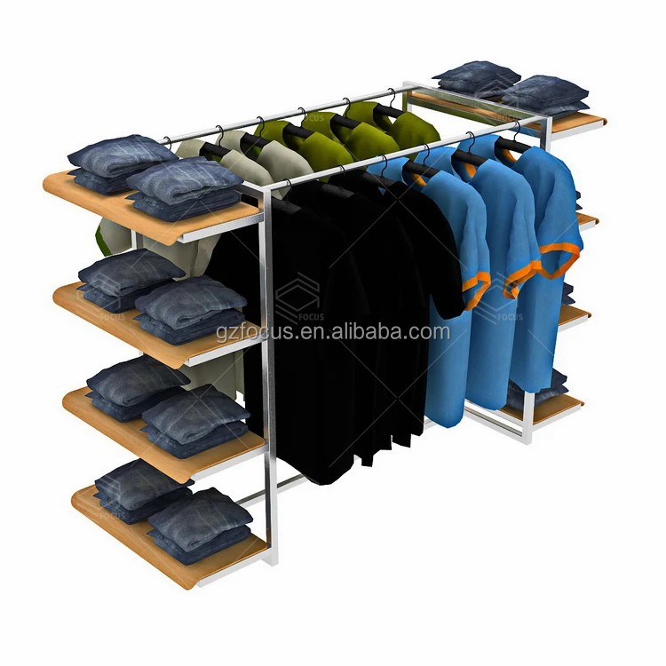 Clothing Store Counter Store Clothes Rack Led Light Clothes Rack for ...