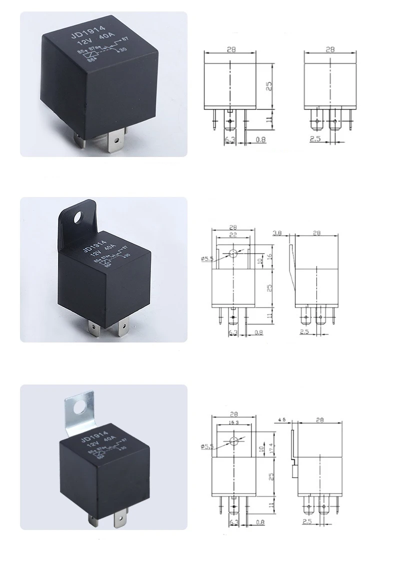 5pin 12V Relay Spst Automotive Relay 40A Relay JD1914