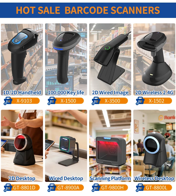 Xincode Supermarket 2D Barcode Scanner Handheld QR 1D Bar Code Reader ...