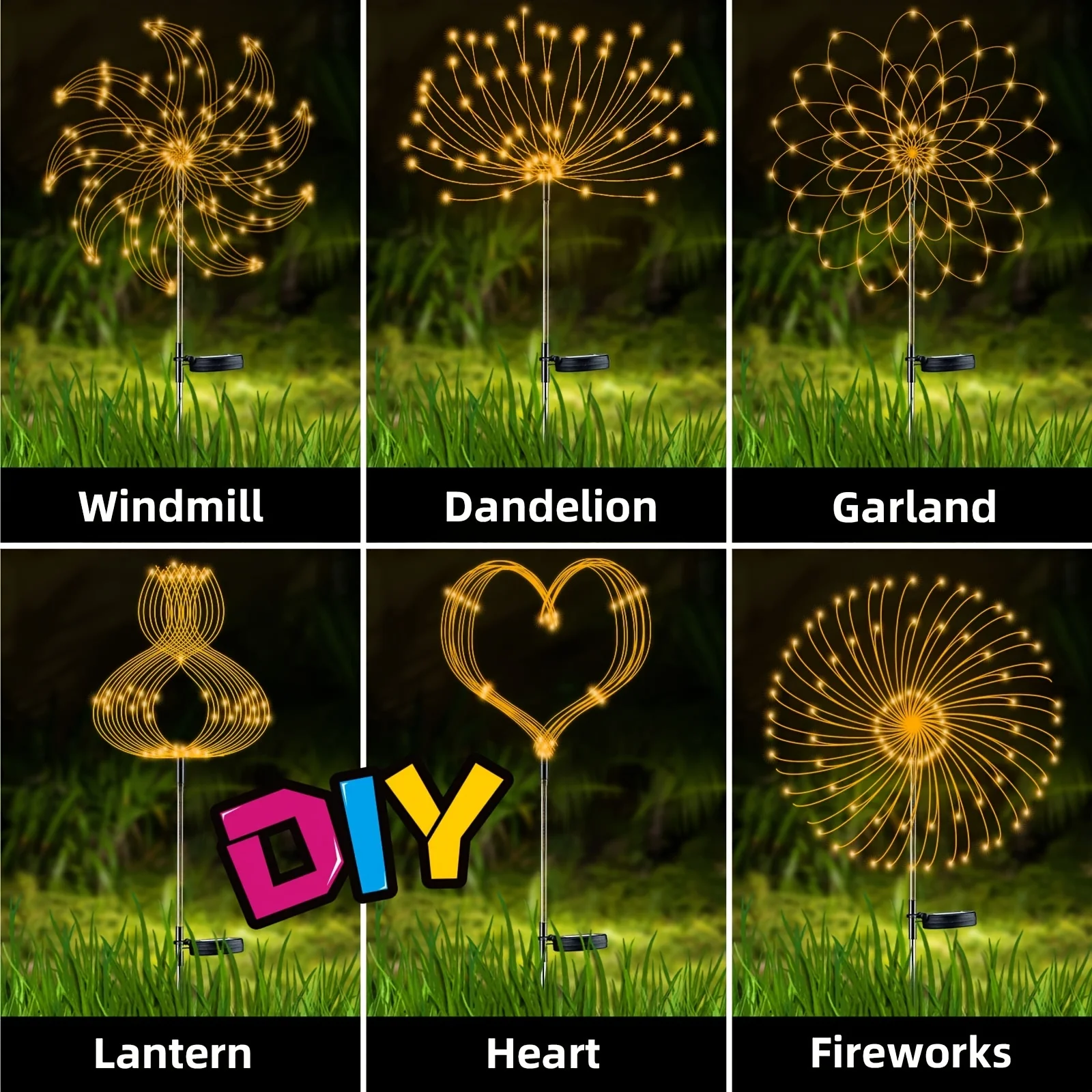 Outdoor Solar Fireworks Lamp - 8model Flash String Fairy