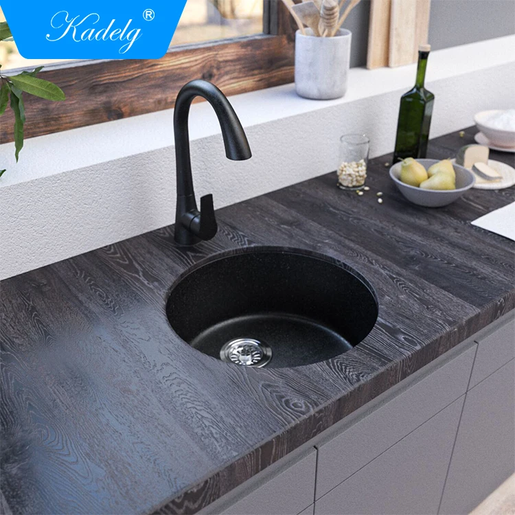 Silgranite Single Bowl Kitchen Sink Composite Quartz Granite Black/Grey ...