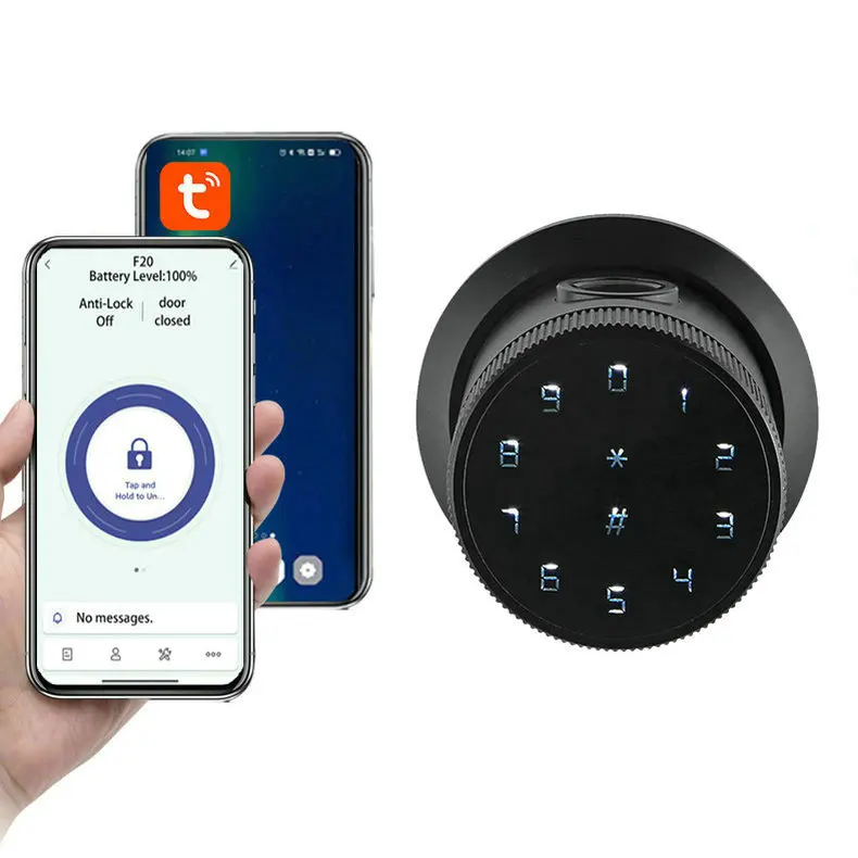 Round Handle Intelligent Cylinder Lock Biometric Electronic Digital ...