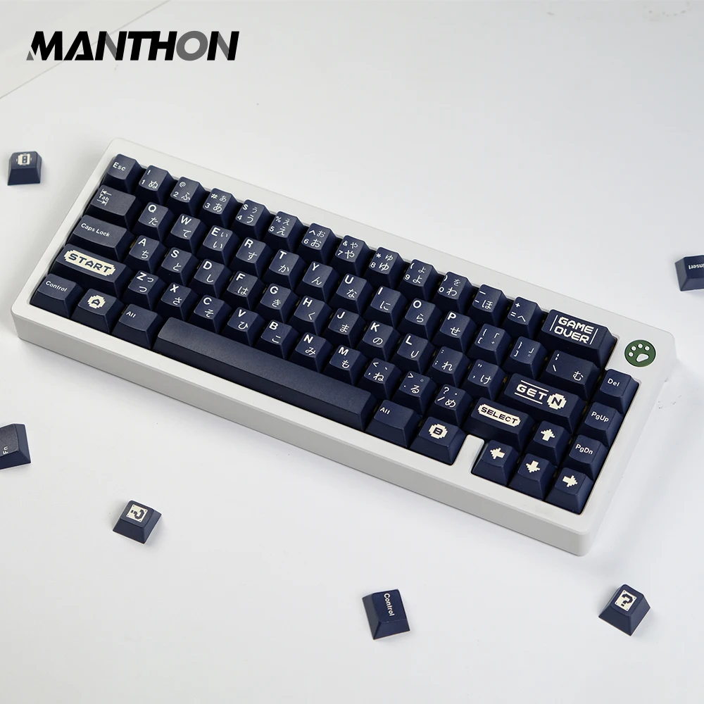 129 Keys Minimalist Black White Machine Keycaps Cherry Profile PBT Dye ...