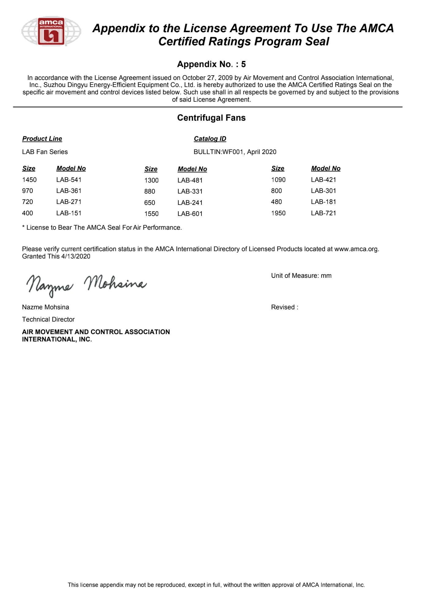 WINFAN AMCA FRP Laboratory Centrifugal Blower Fan - Customized Support
