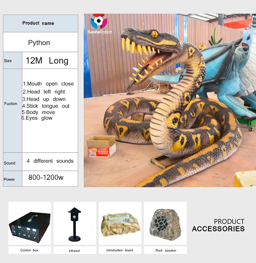 Big Size 12M Silicone Rubber Python Snake Model - Lifelike