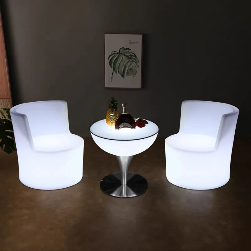 Glowing Led Bar Furniture Light Up Cocktail Table And Chairs ...