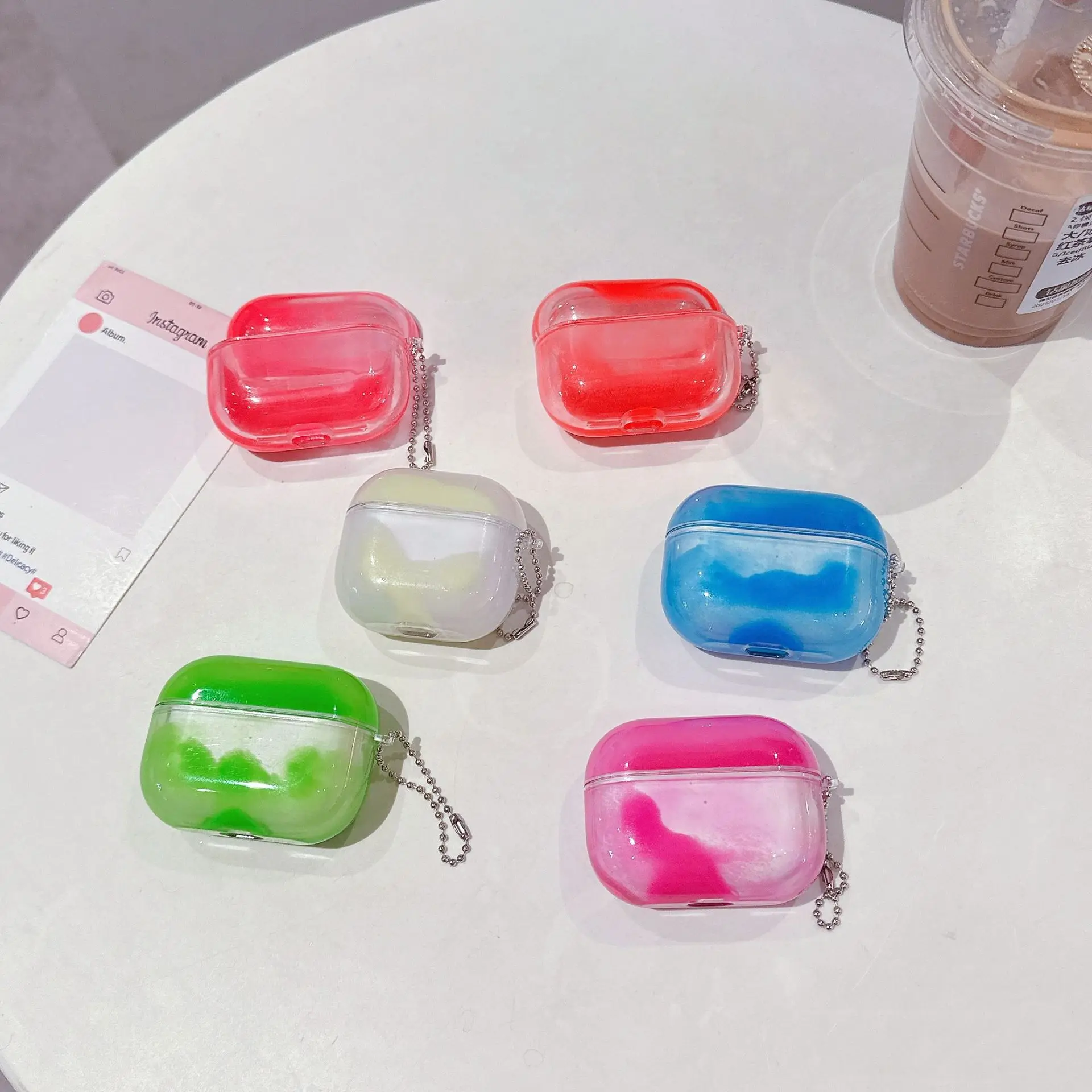 Luminous Flowing Sand Earphone Case for Airpods 4 3 2 TPU Anti Lost ...