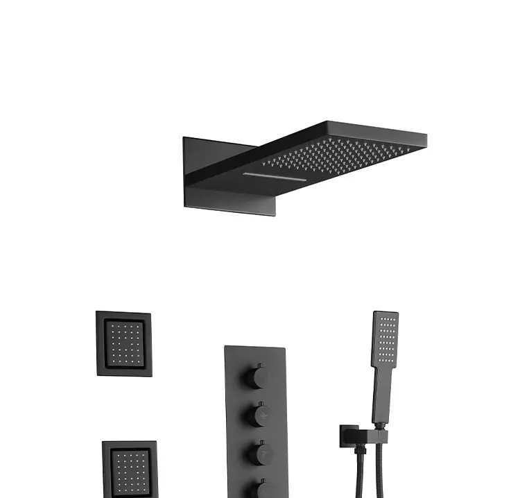 Frascio Luxury 4 Way Concealed Shower Mixer In Black For Hotel ...