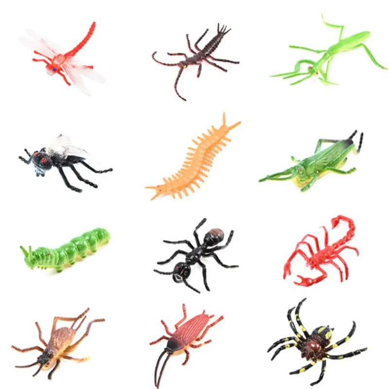 12 Pcs/set Small Colorful Toy Insect Character Fun Toys Assorted ...