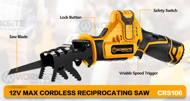 WORKSITE Customized Compact 12V Cordless Reciprocating Saw