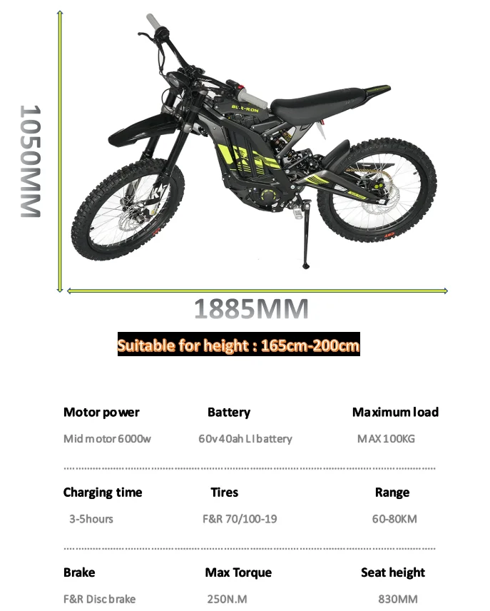 Suron Electric Dirt Bike 2024 - 60V 6000W LBX 40AH