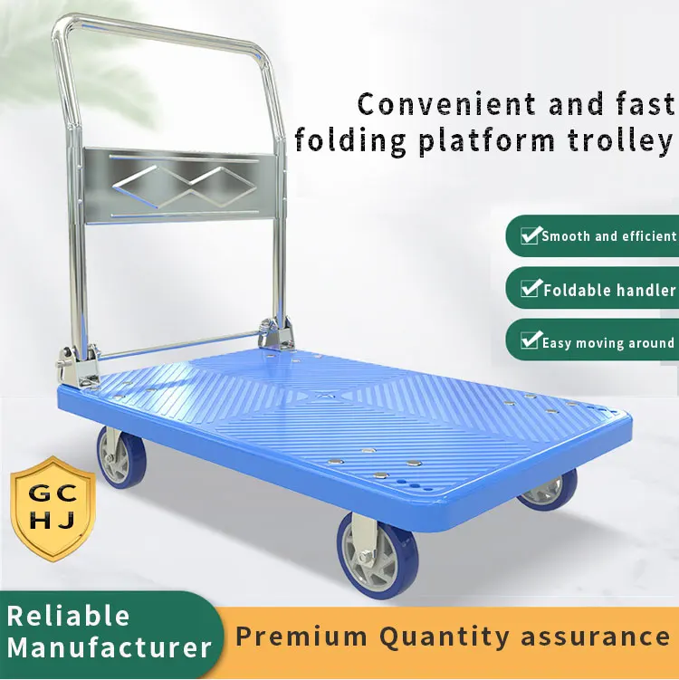 Factory Foldable Warehouse Trolley Platform Folding Hand Push Carts And ...