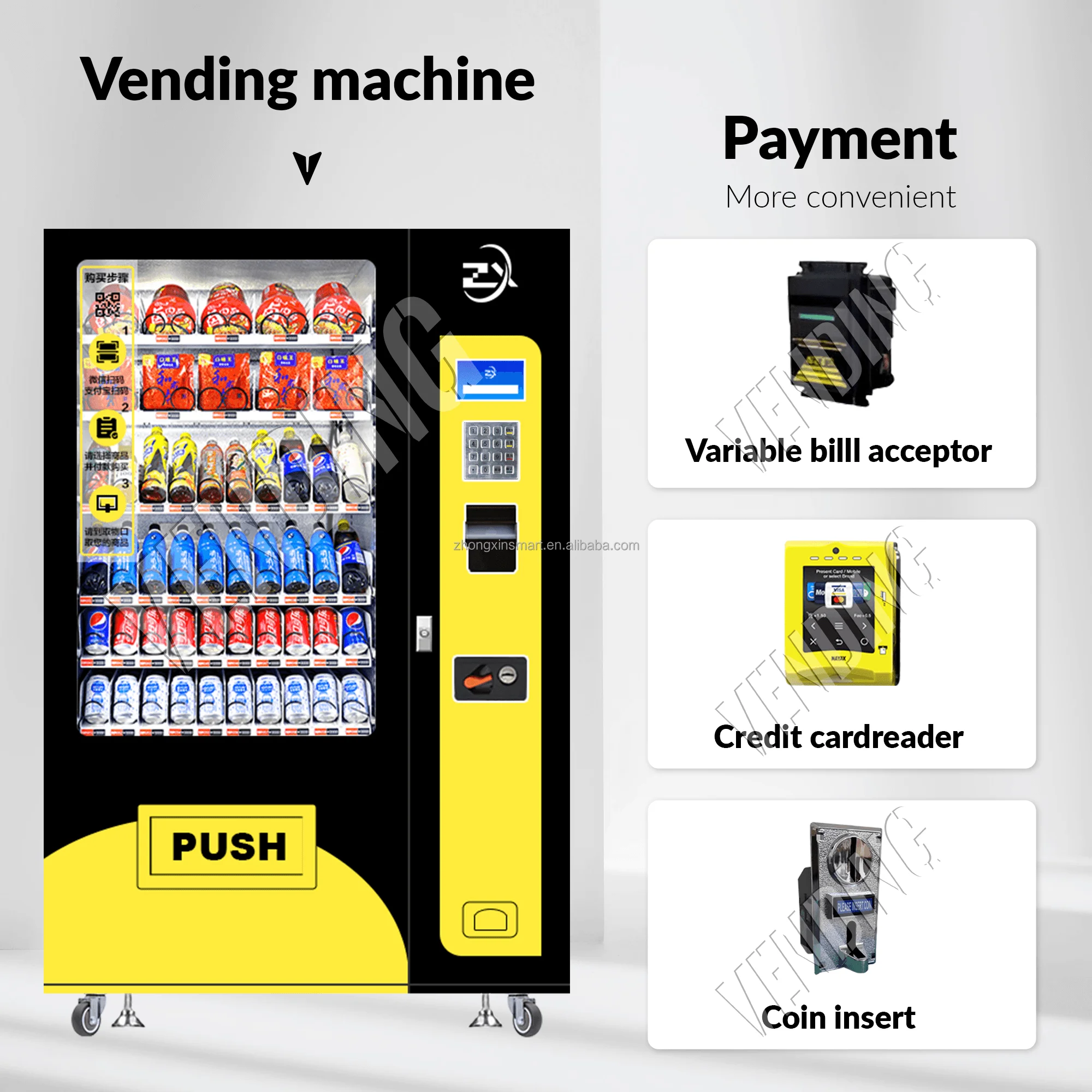 Zxvending 24 Hours Self Auto Service Combo Snack and Beverage Vending ...