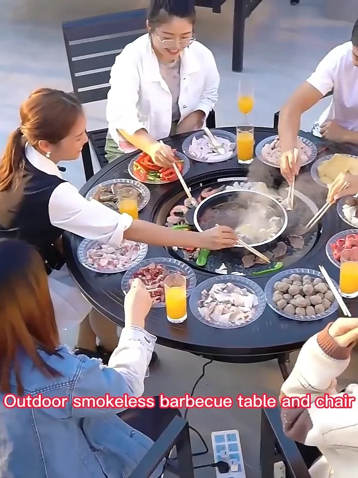 Smokeless Outdoor Dinning Set Cast Aluminum Patio Furniture Korean ...