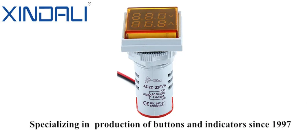 Ad22-22fva Xindali 22mm 100a 50~500v Ac Square Led Indicator Digital Voltmeter Ammeter - Buy ...