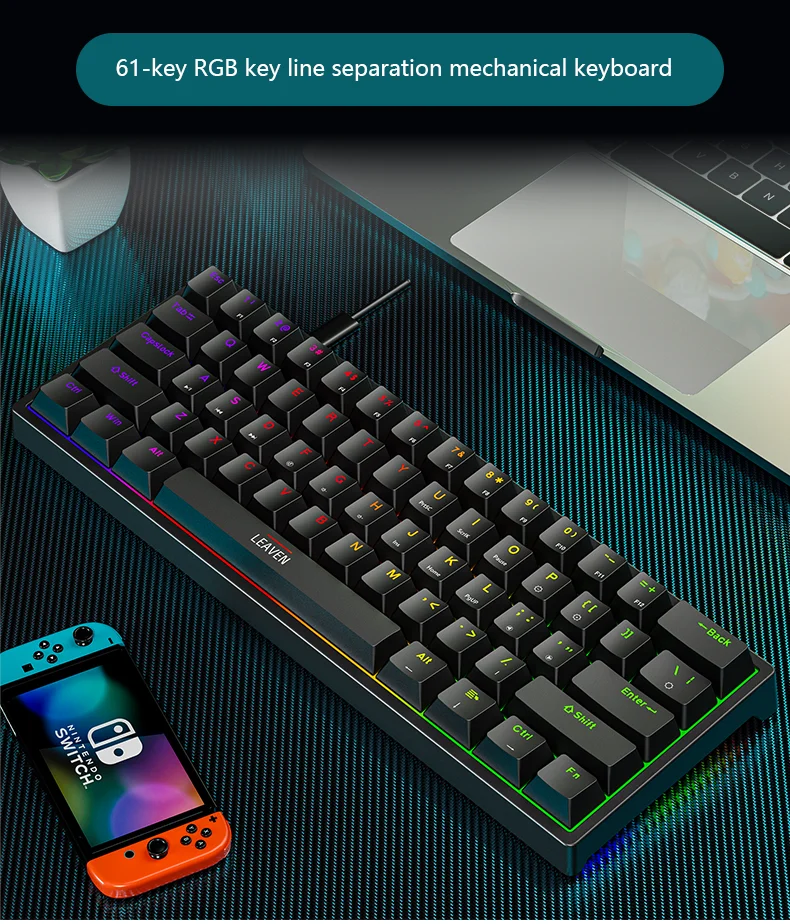LEAVEN K620 TYPE-C RGB Mechanical Keyboard for E-sports