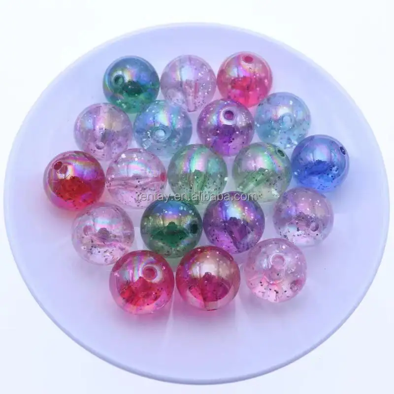 Excellent New Round Mixed Color Acrylic Glitter Ab Beads Fashion Bubble ...