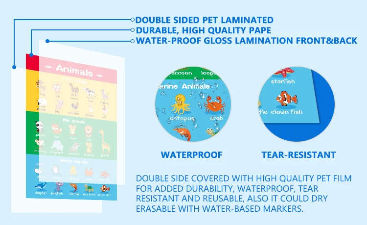 Custom Size Learning Alphabet Numbers Chart - Educational Poster for Kids
