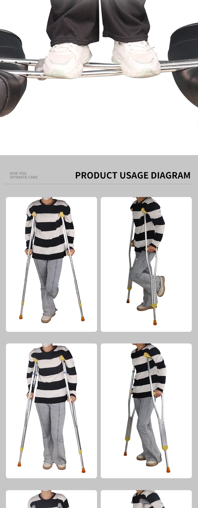 Aluminum Alloy Underarm Crutches Medical Portable Disabled Aluminium ...