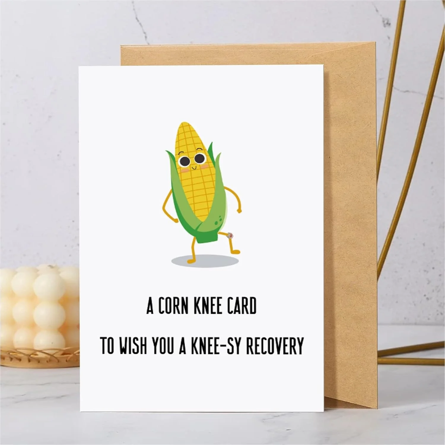 Funny Corn Knee Recovery Card for Family Friends Get Well Soon Gift for ...