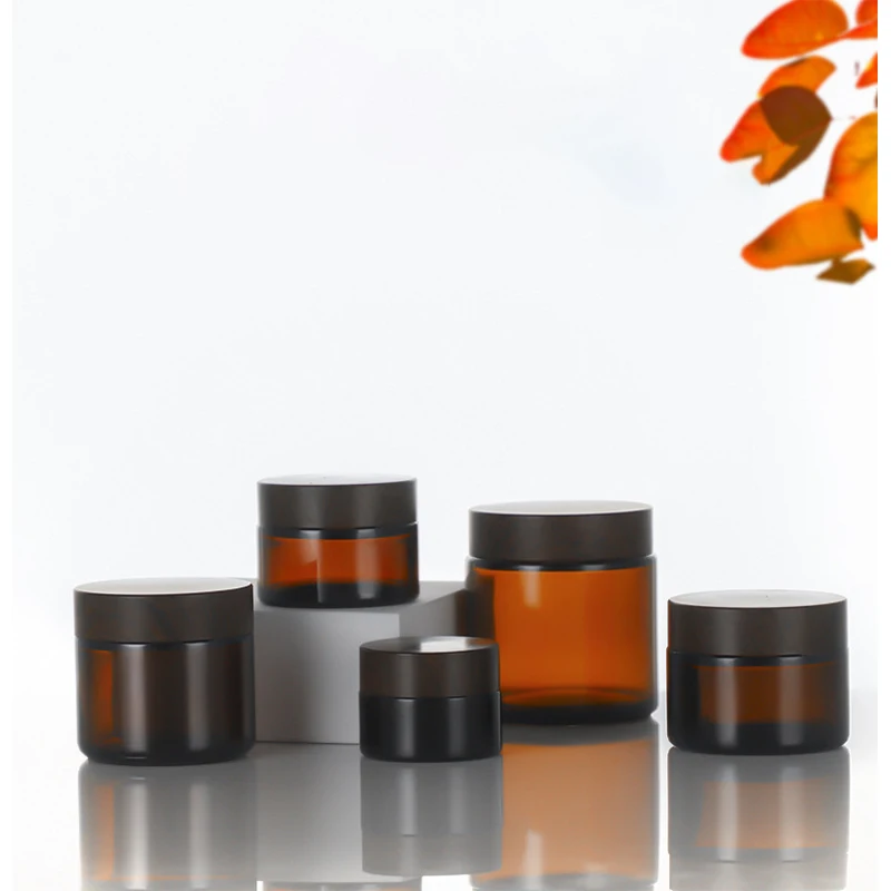 Wholesale Of Tea Colored Wood Grain Cap Glass Cream Bottles,High-end ...