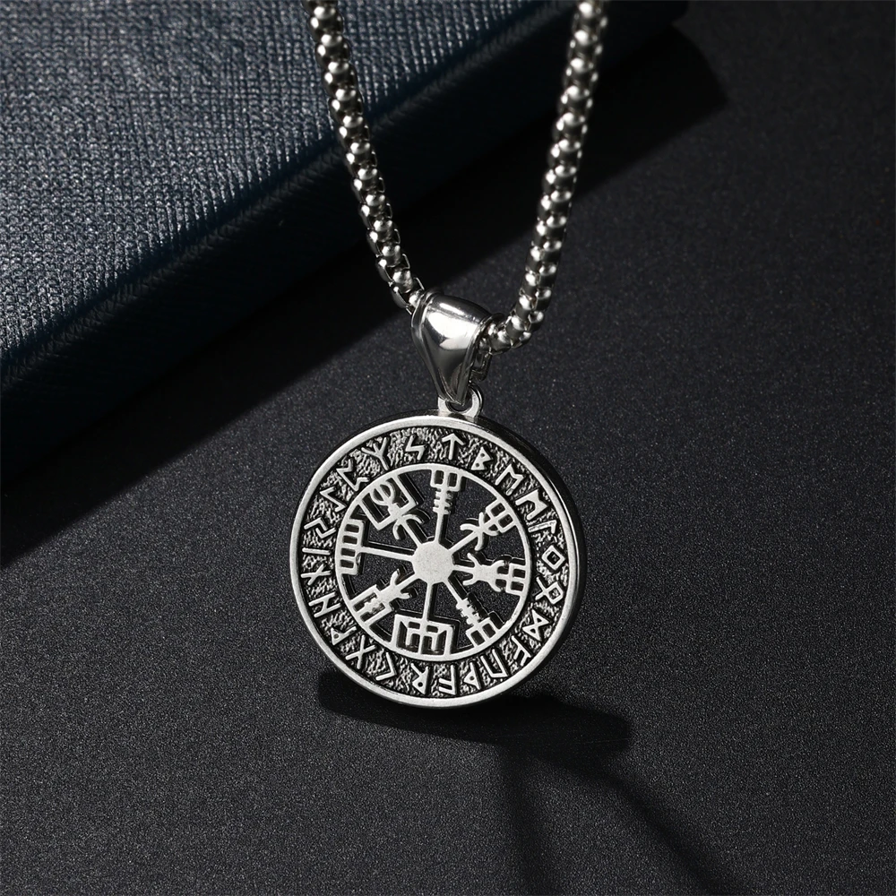 Vintage Norse Mythology Rune Pirate Slavic Small Compass Pendant ...