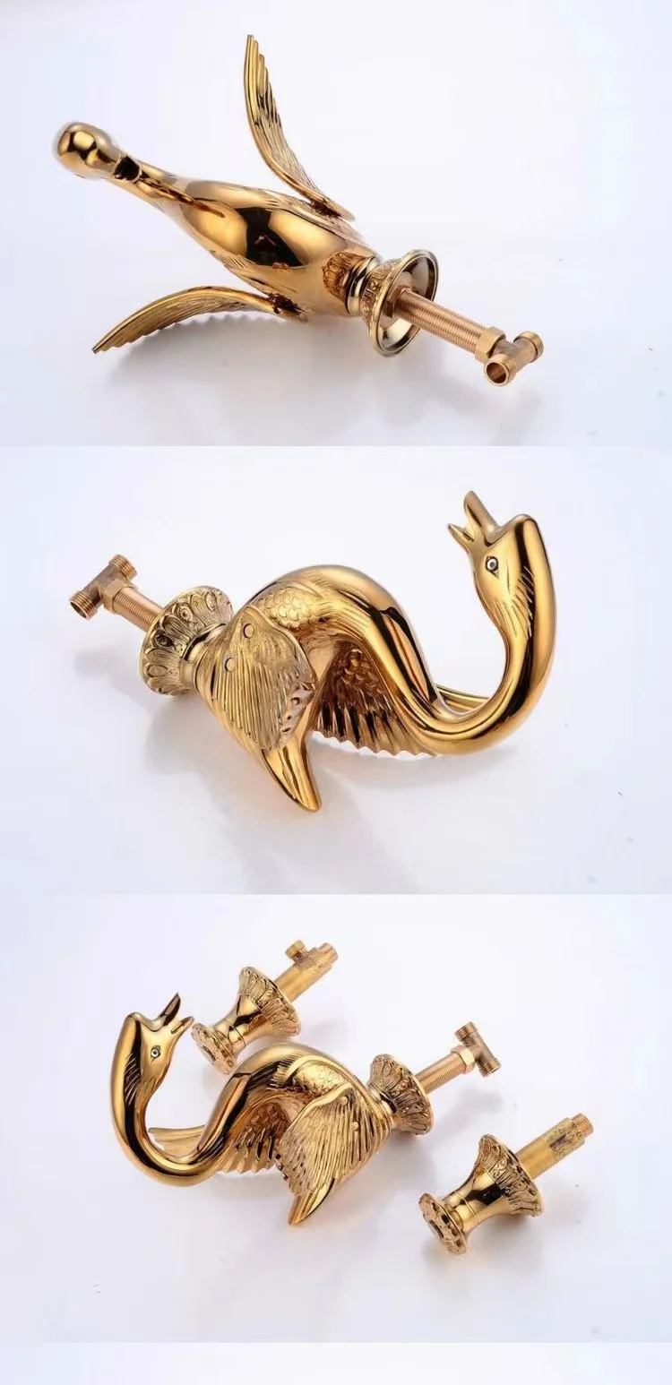 Classic Animal Shape Swan Faucets - Dual Handle Bathroom Sink Tap for ...