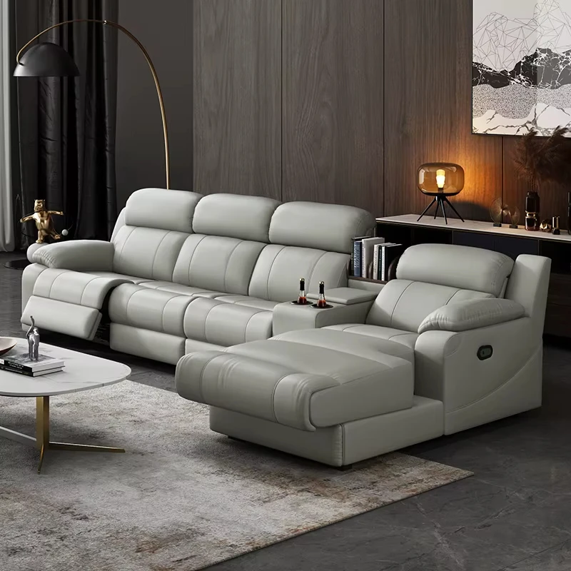 Multifunction Luxury Corner PU Leather Sectional Electric Power Smart ...