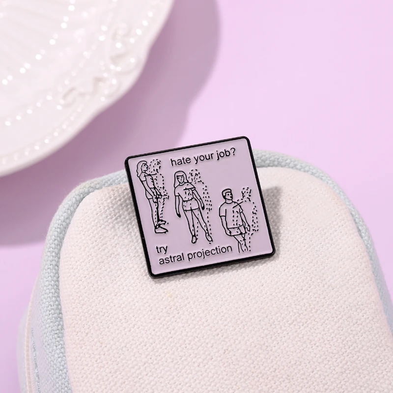 Cartoon Funny Self-deprecating Enamel Pins Astral Projection Brooches ...