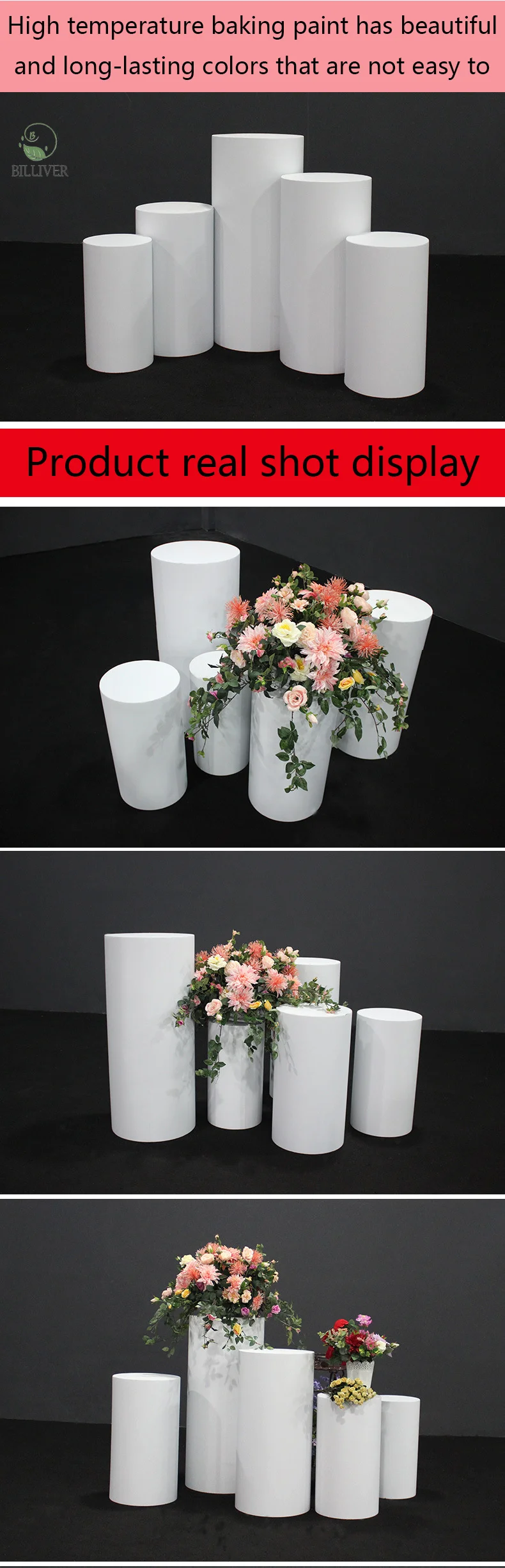Dessert Cake Table Metal Cylinder Pedestal Sets Round Plinths Furniture ...