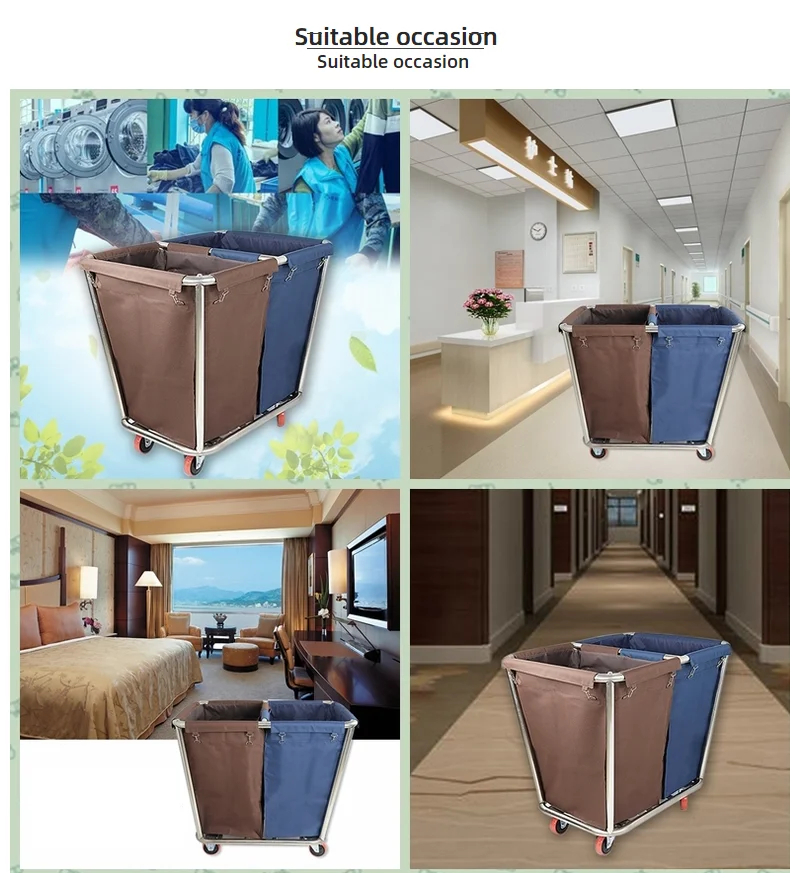 Hotel Cleaning Linen Trolley,Stainless Steel Wet&dry Sorting Laundry ...