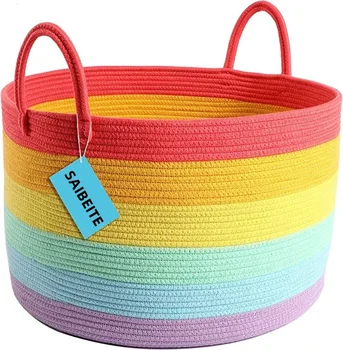 Rainbow Large Cotton Rope Baskets Storage Bins - Buy Rainbow Baskets ...