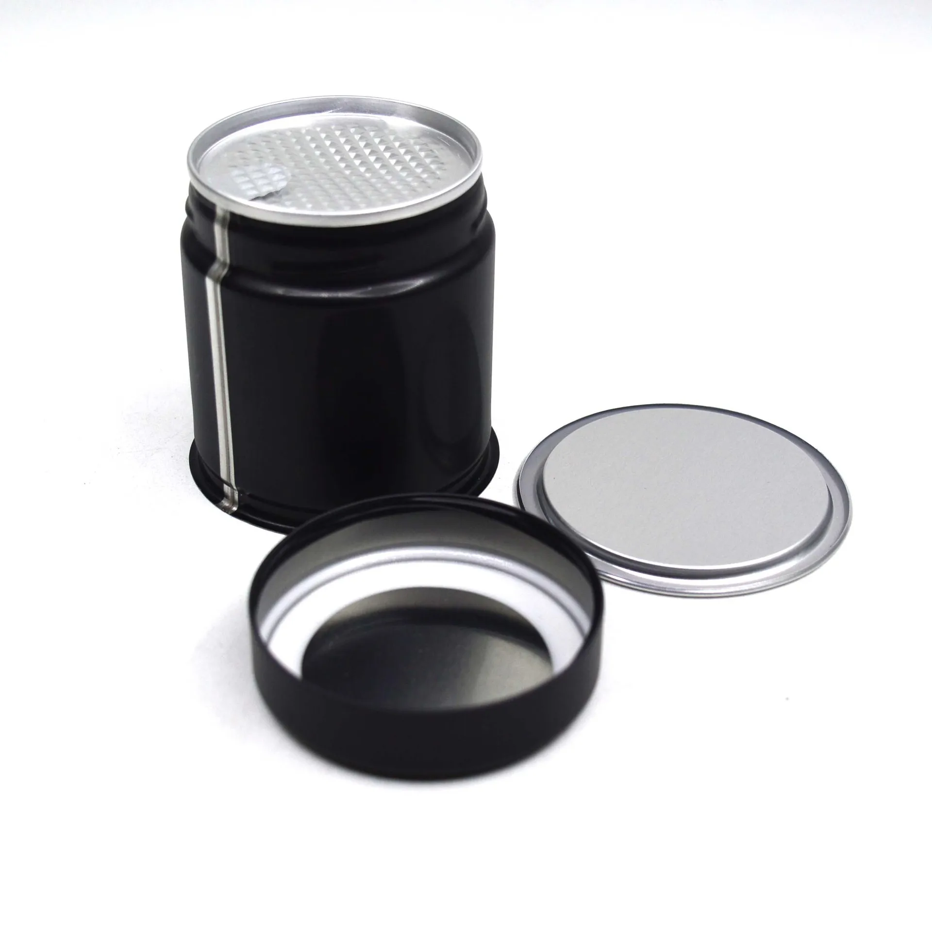 Customize logo Round Storage Coffee Tea Tin Food Grade Black Empty ...