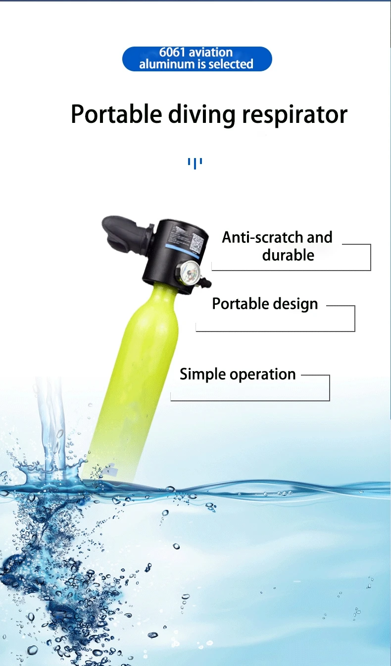 High Pressure Scuba Diving Tank - 0.5L Portable Air Cylinder