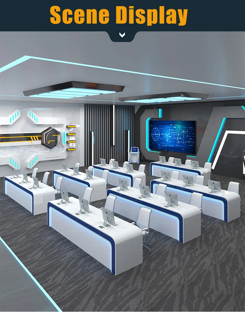 Led Light Office Reception Desk Computer Console Desk Conference Worktable Company Welcome Table ...