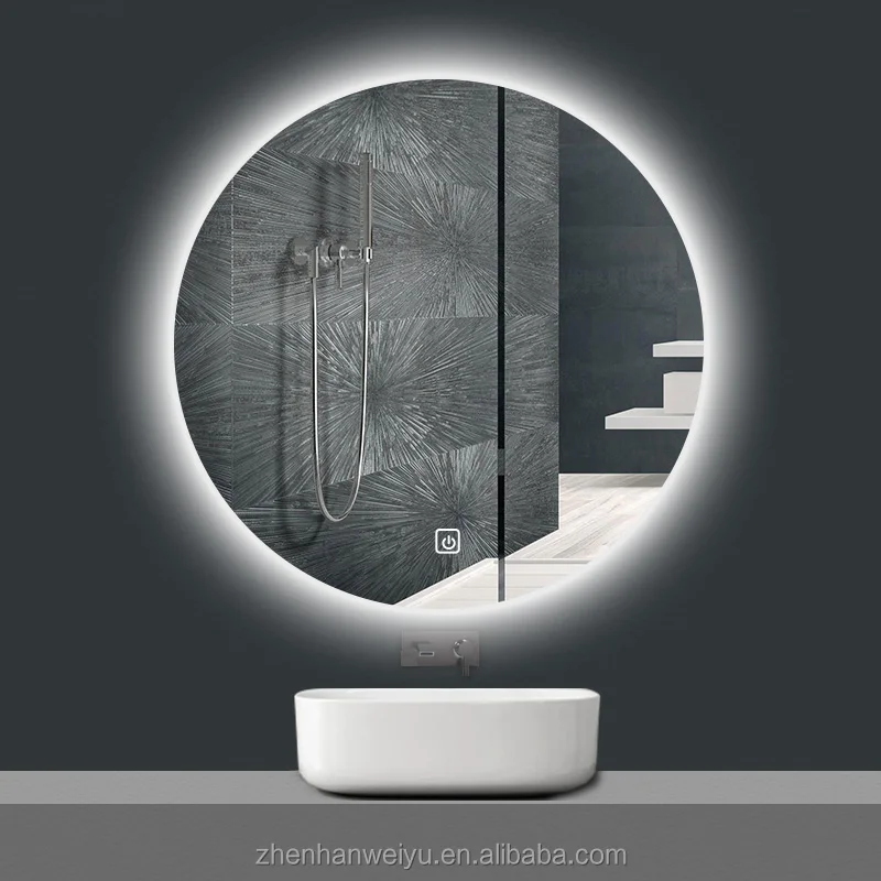 Modern Led Mirror Bathroom Round Handwashing Toilet Makeup Smart Mirror ...