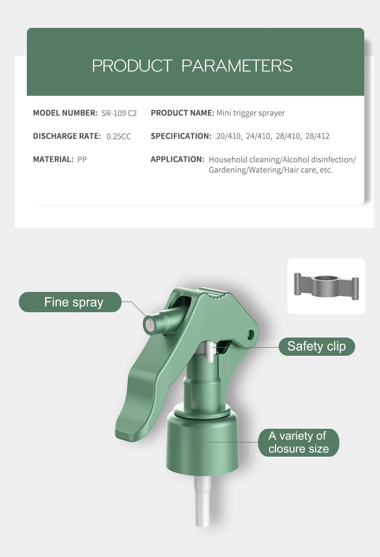 24/410 28/410 Customized Green Plastic PP Mini Atomizer