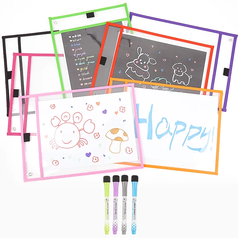 Portable Erasable A4 Pet/pvc Dry Erase Pocket Reusable Plastic Dry ...