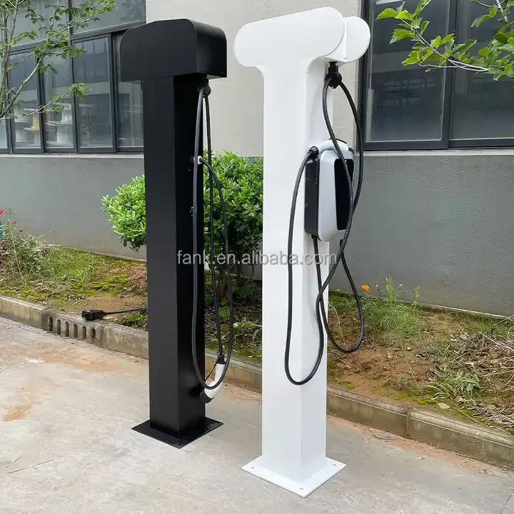 L2 Evse Ev Charger Pedestal Built-in Cable Management Retractable ...