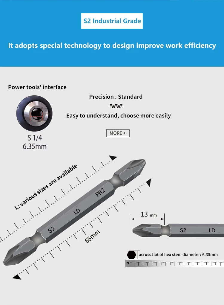 Ph2 Screwdriver Bit Double Ended 73 Pcs Screwdriver Tp50 Torx Star Bit ...