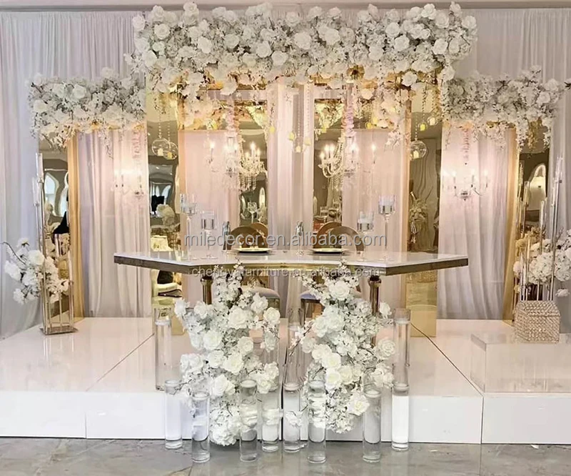 Elegant Wedding Backdrop Stage Decorations LED Acrylic PVC Arch