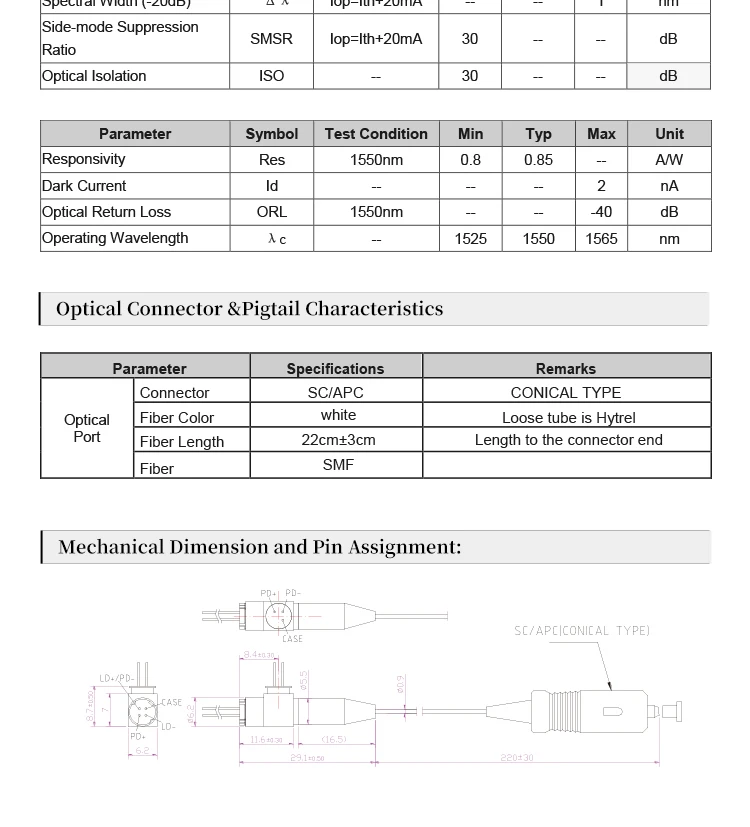 1550nm Pon Onu Bosa Package Laser Diode Module For Fiber Optical ...