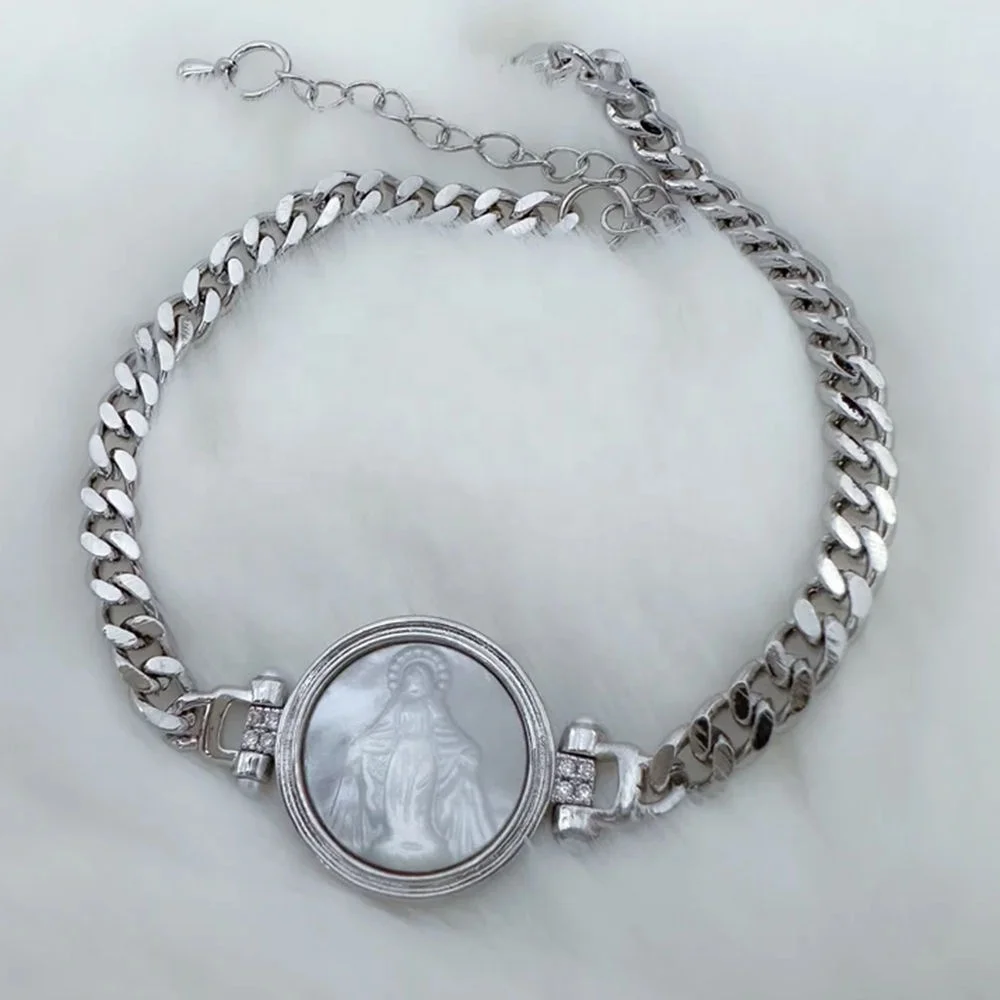 New Arrival Mother Of Pearl Miraculous Medal Bracelet Catholic Jewelry ...