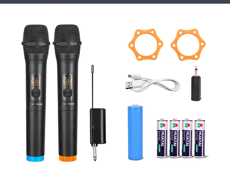 Universal Uhf Wireless Microphone Automatic Frequency Modulation Dual Channel Plastic Handheld ...