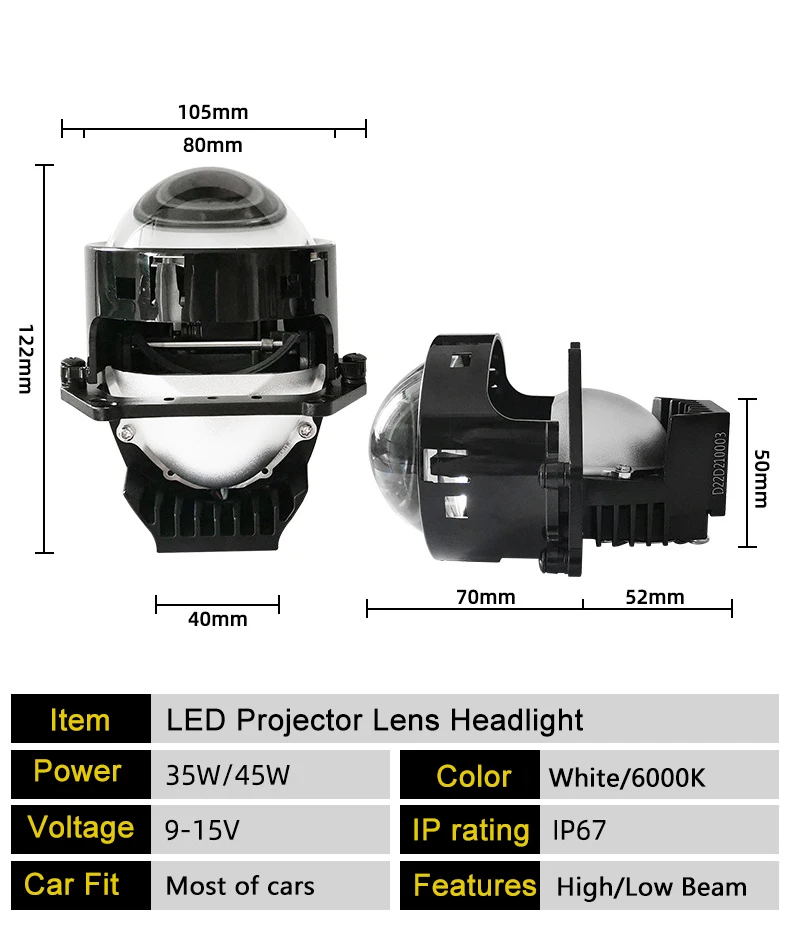 Aurora Led Projector Lens Headlight For Car Led Headlamps Projector ...
