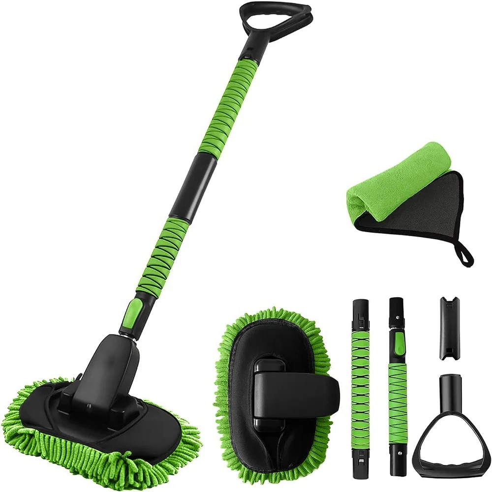 Microfiber Car Wash Mop with Long Handle Scratch-Free Washing Brush Car ...