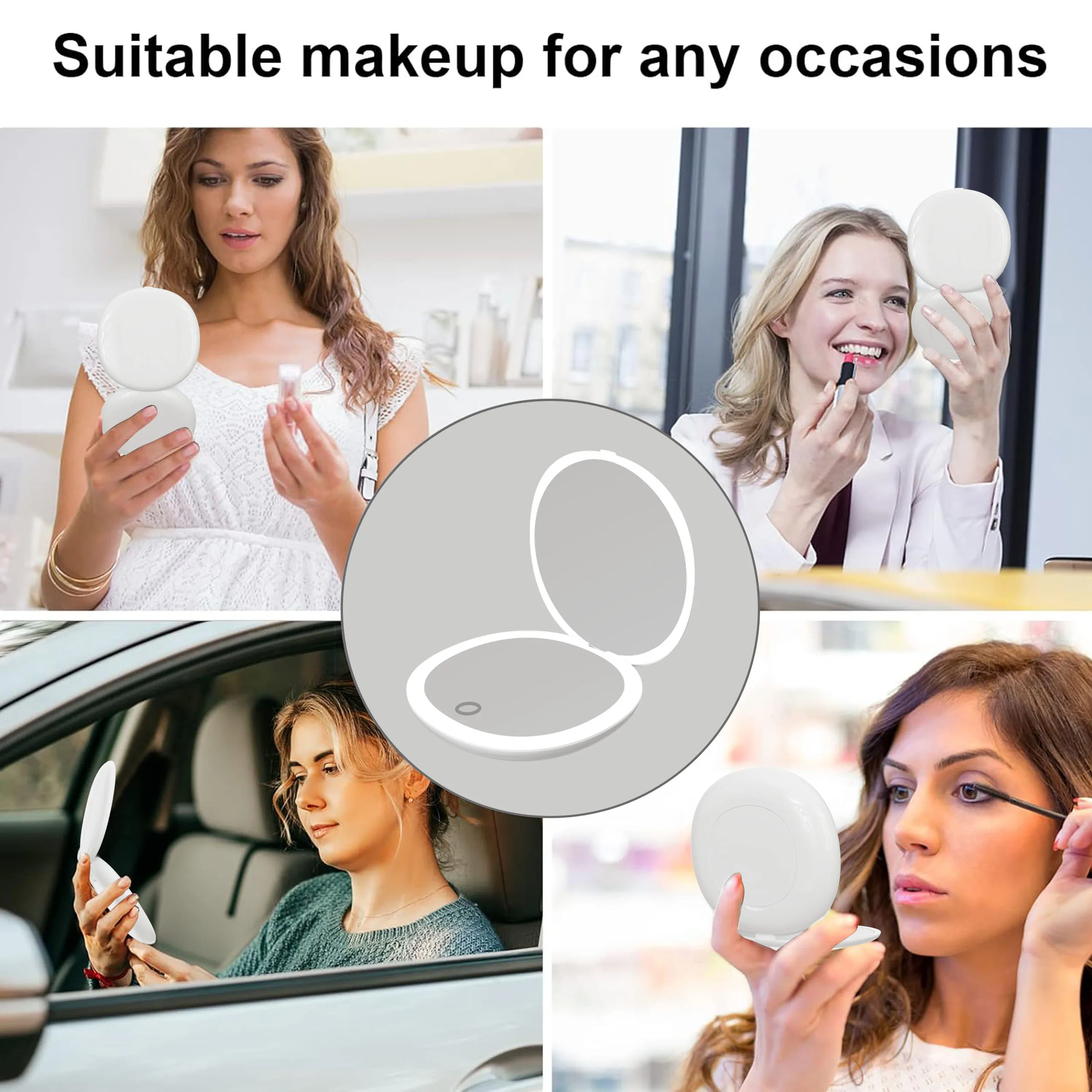 RM342 Portable Makeup LED Pocket Mirror - Dual Sided & Magnifying