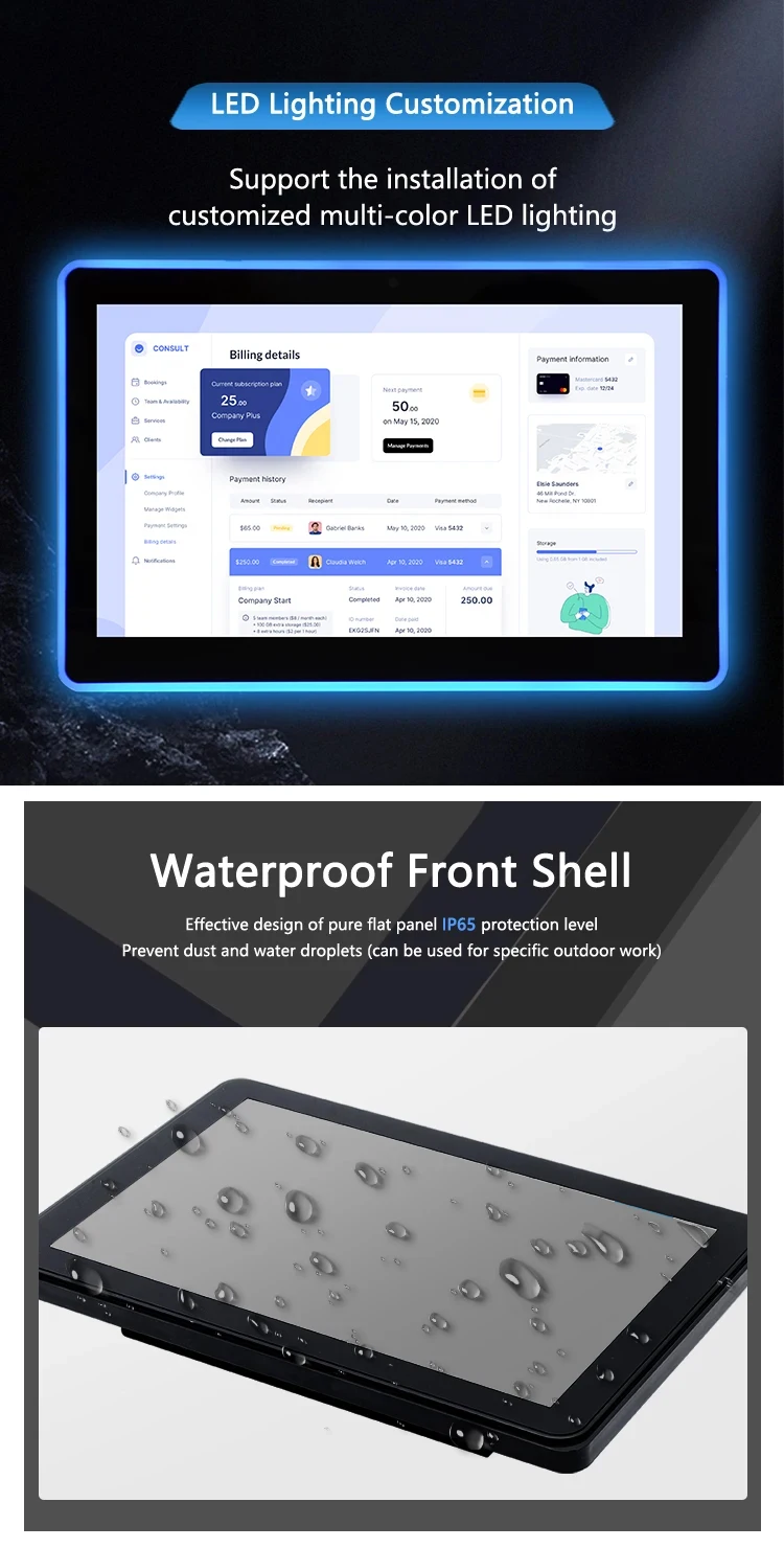 Wall Mount Android Rk3568 Digital Signage Wifi 7 10.1 13.3 Inch Tablet Rj45 Poe Media Player ...