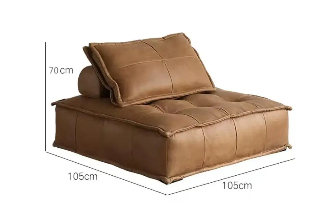 Living Room Lazy Square Floor Sofa Genuine Leather Modular Sofa Velvet ...