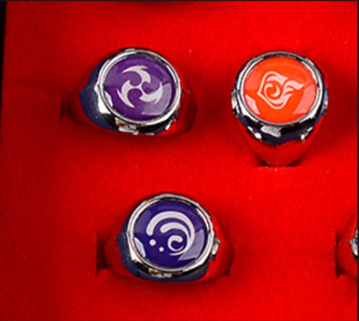 Fashion Anime Akatsuki Genshin Impact Ladies Ring Set Gift Box Round ...